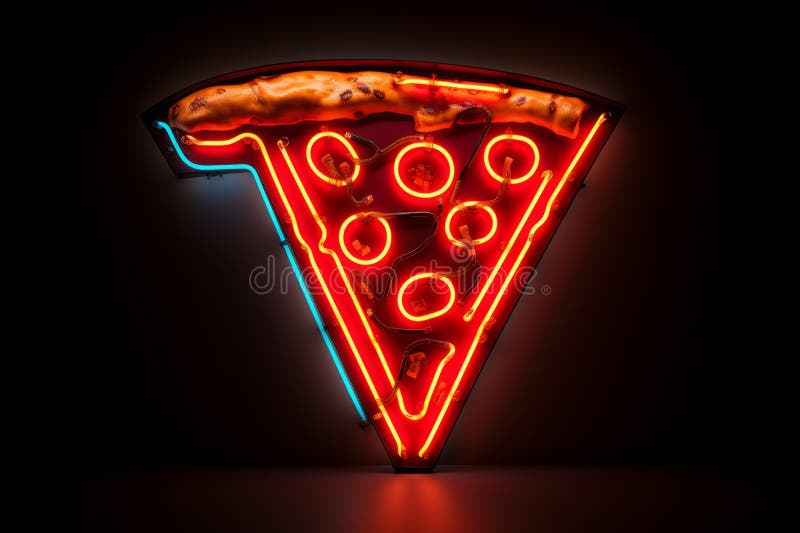 A Neon Sign with a Classic Pizza Slice Icon Stock Illustration ...