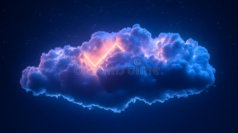 Neon Sign Cloud 3D Illustration Stock Illustration - Illustration of ...