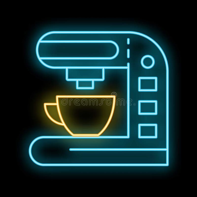Neon Sign of a Coffee Machine Preparing a Cup of Coffee Stock Vector ...