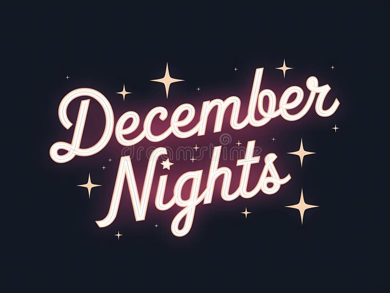 Neon Sign with December Nights Text and Stars Stock Photo - Image of ...