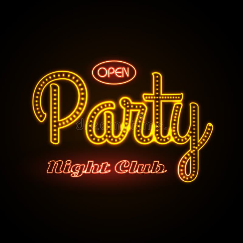 Neon sign. Disco party stock vector. Illustration of retro - 46522808
