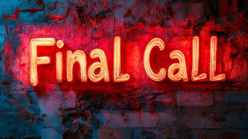 Neon Sign Displaying "final Call" Against Vivid Urban Wall Background ...