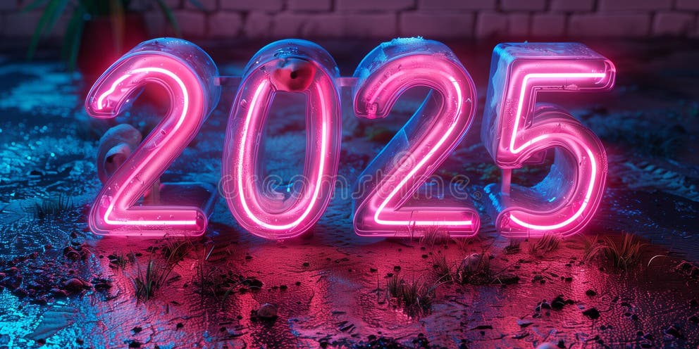 A Neon Sign Displaying the Number 2055 in Stylized Text during Dusk ...