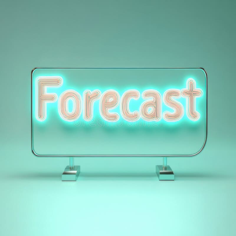 Neon Sign Displaying the Word Forecast with a Light Blue Background in ...