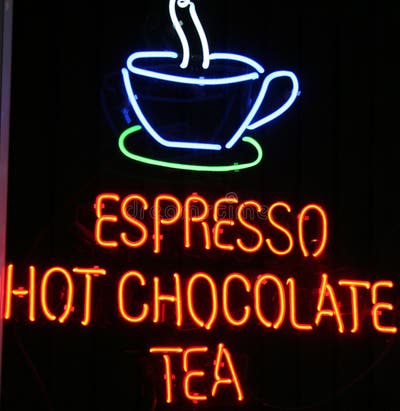 Neon sign for drinks stock image. Image of chocolate, large - 1297605