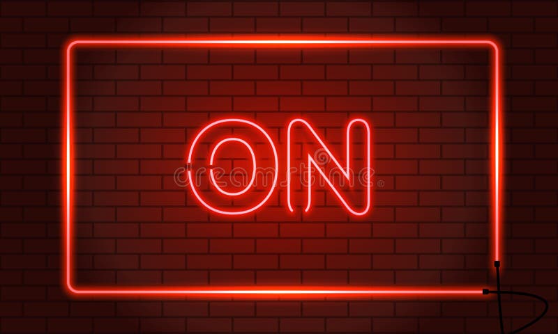 Neon Sign Closing Season in a Squared on Brick Wall Background. Orange ...