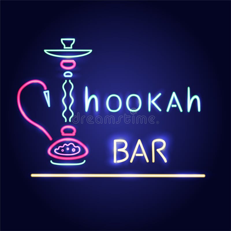 Neon Sign of Hookah Bar Glowing Icon Image Stock Illustration ...