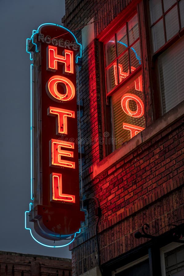 Neon Sign for Hotel in. Vector, Circle Stock Image - Image of circle ...