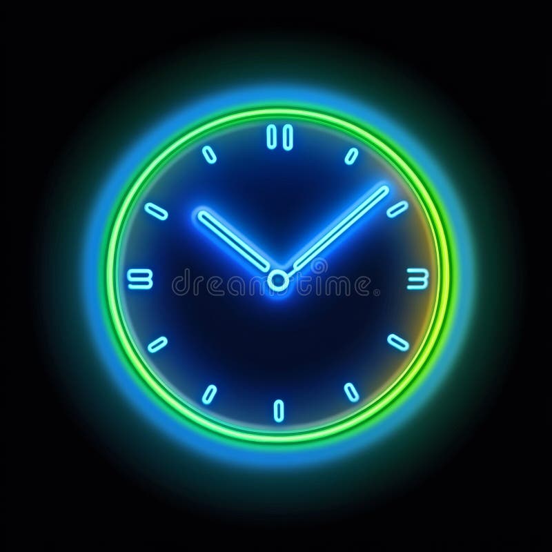 A Neon Sign Illustrating Time Management, Featuring a Clock and a Gear ...