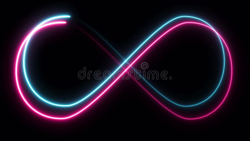 Neon Infinity Sign. 3D Render Seamless Loop Animation. Abstract ...