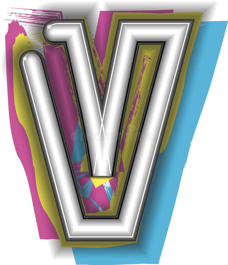 Neon Sign Letter V Illustration Stock Vector - Illustration of capital ...