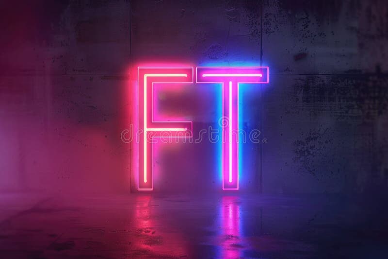 A Neon Sign with the Letters FT in Bright Colors Against a Dark ...