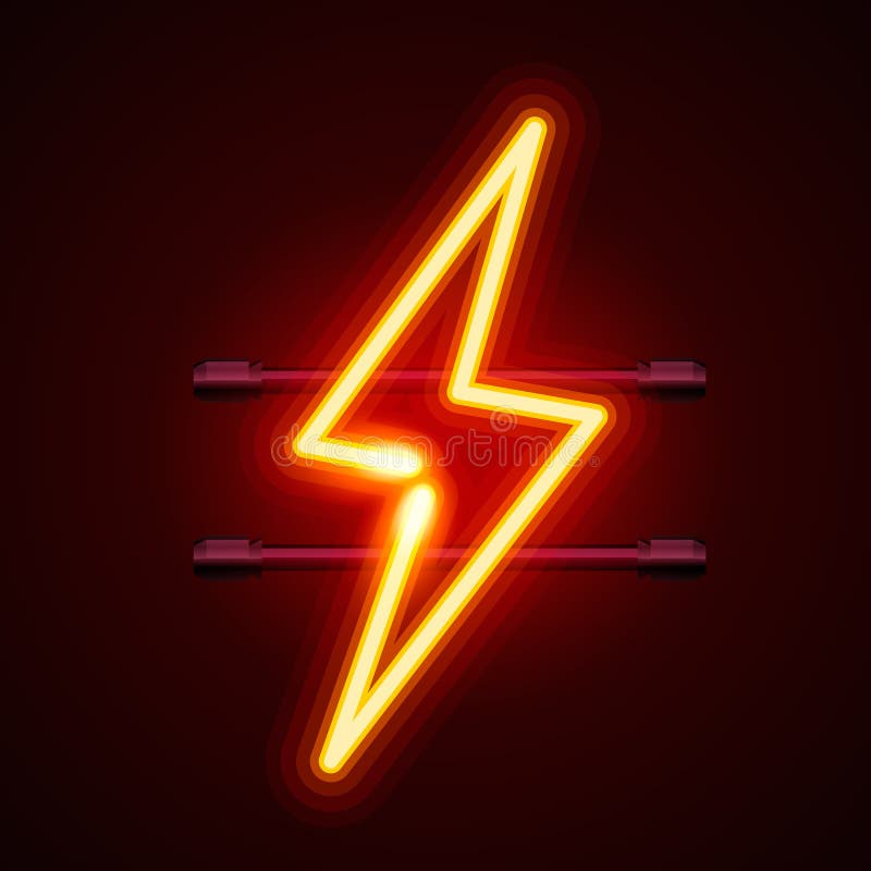 Neon Lightning Bolt Glowing Electric Flash Sign Thunderbolt