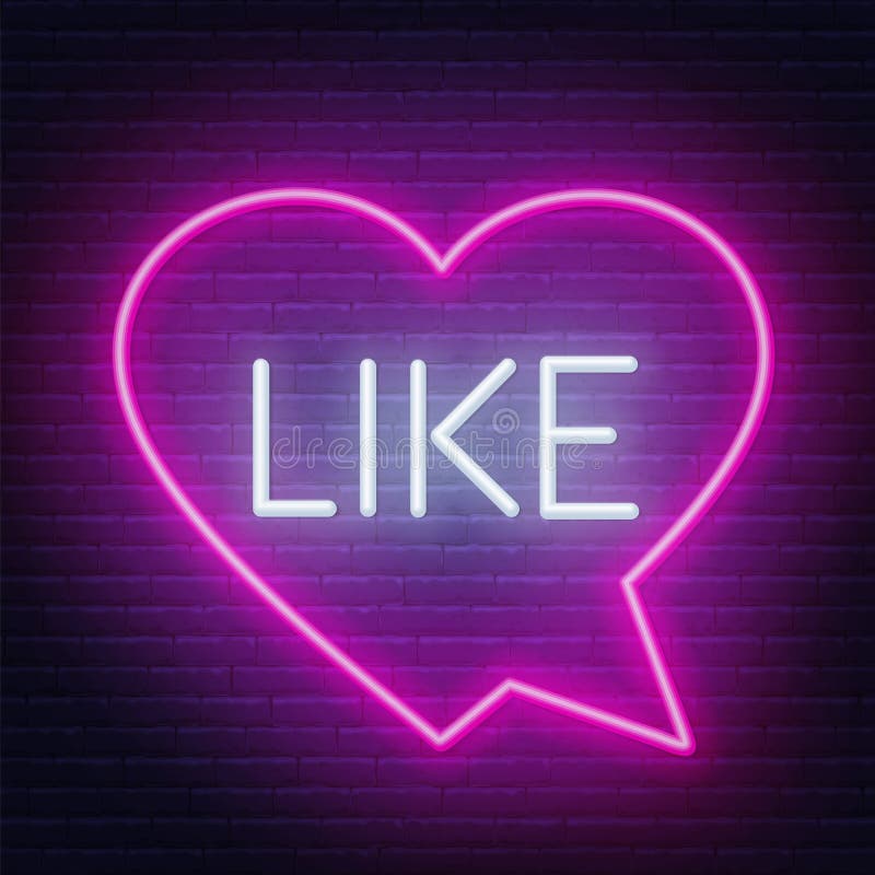 Neon Sign Like in Speech Bubble Frame on Dark Background. Stock Vector ...