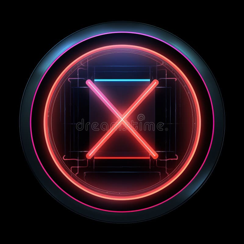 A Neon Sign with an X in the Middle of it Stock Illustration ...