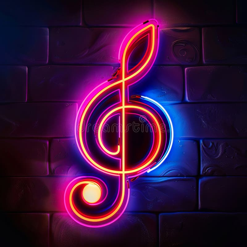 A Neon Sign of a Musical Note Stock Illustration - Illustration of sign ...