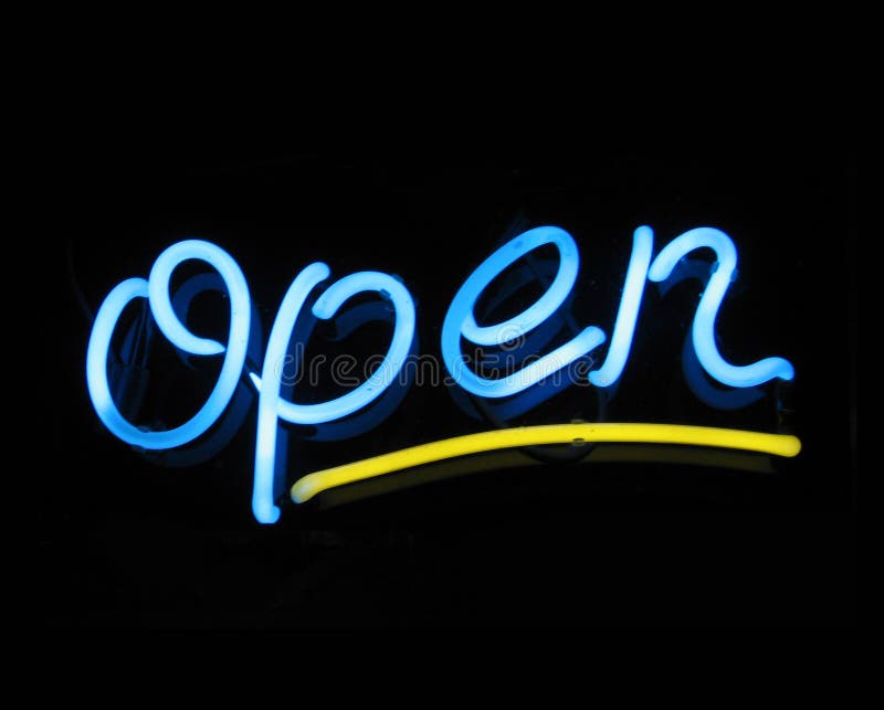 Neon sign open stock image. Image of yellow, hospitality - 957617