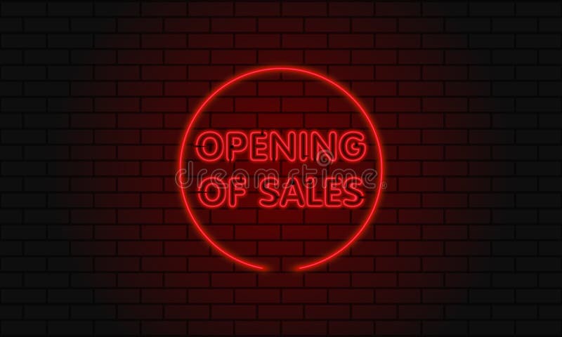 Neon Sign Closing Season in a Squared on Brick Wall Background. Orange ...