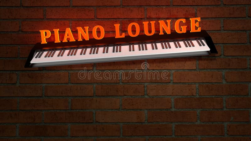 Neon Sign with Piano and the Text "PIANO LOUNGE" on a Brick Wall. 3d ...