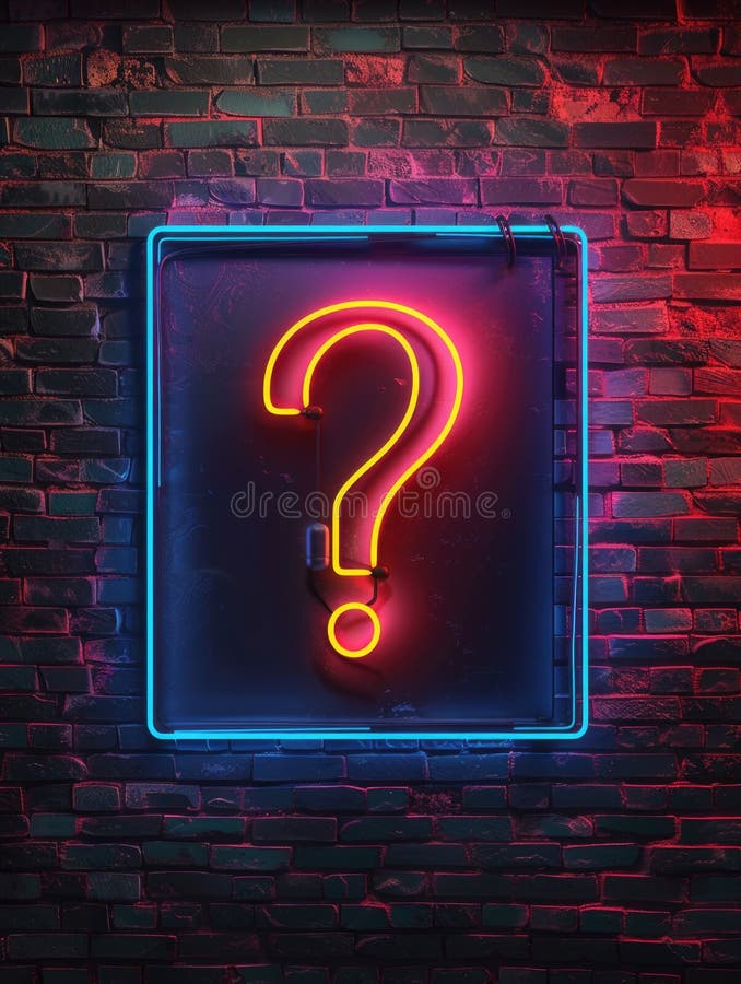 Neon Sign with Question Mark Stock Image - Image of light, generated ...