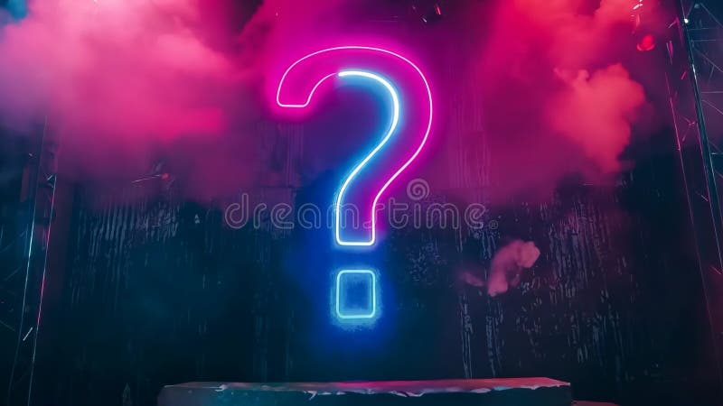 A Neon Sign with a Question Mark on a Stage Stock Video - Video of pink ...