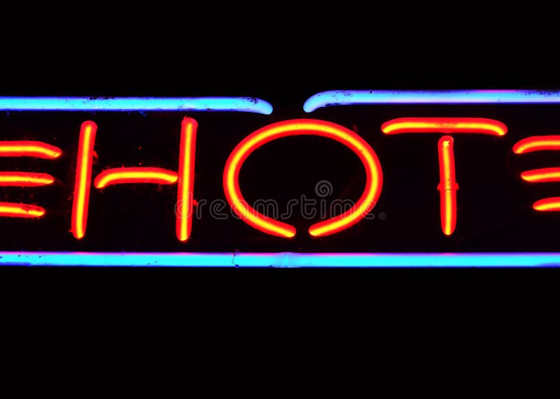 Neon Sign Reads Hot stock image. Image of black, cafe - 7113211