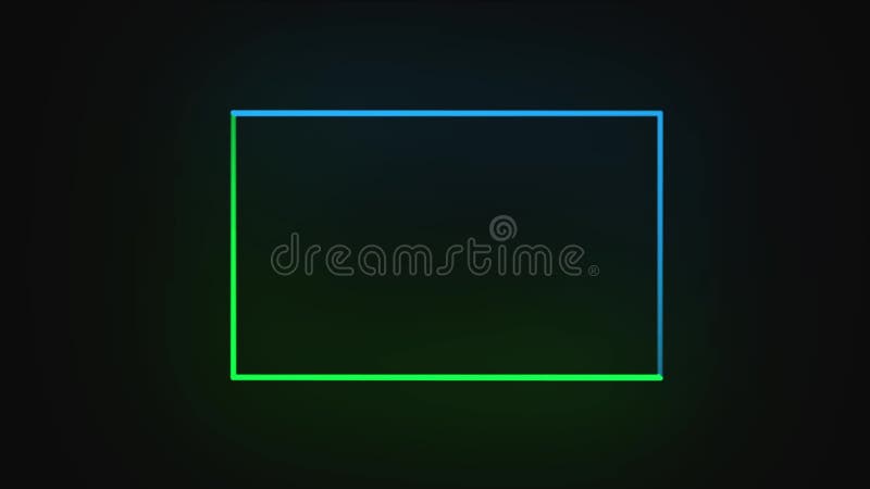 Neon Sign in Rectangle Shape. Bright Neon Light, Illuminated Rectangle ...