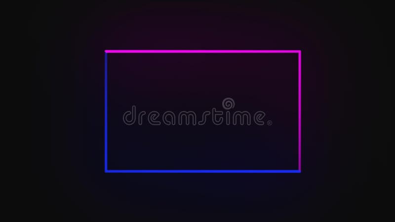 Neon Sign in Rectangle Shape. Bright Neon Light, Illuminated Rectangle ...