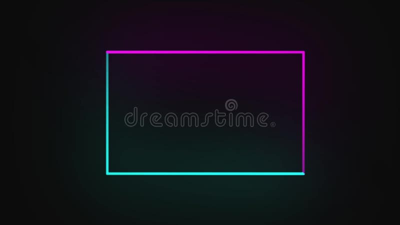 Neon Sign in Rectangle Shape. Bright Neon Light, Illuminated Rectangle ...