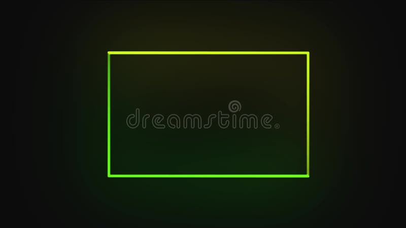 Neon Sign in Rectangle Shape. Bright Neon Light, Illuminated Rectangle ...