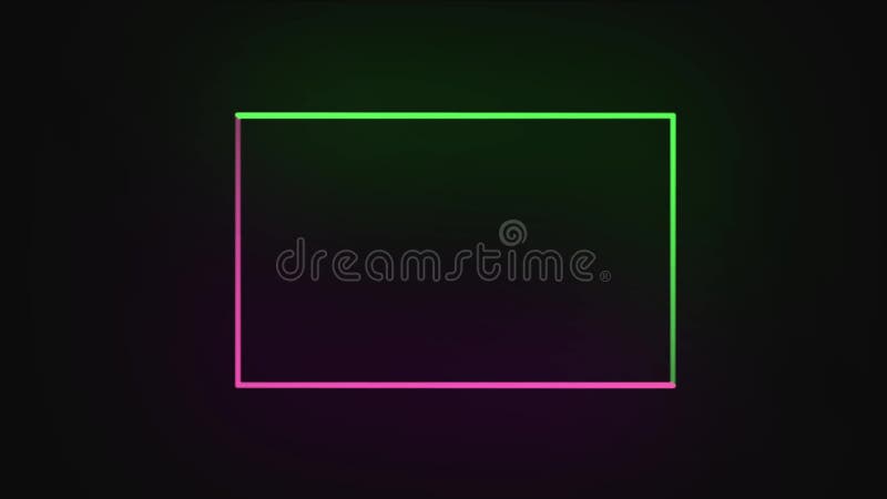 Neon Sign in Rectangle Shape. Bright Neon Light, Illuminated Rectangle ...