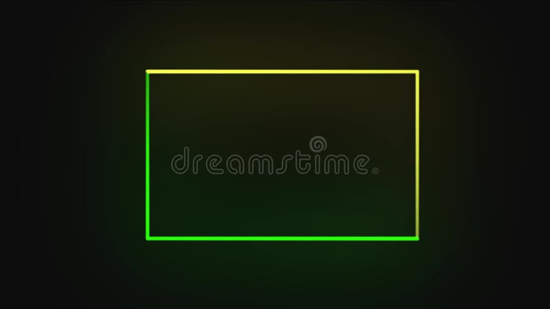 Neon Sign in Rectangle Shape. Bright Neon Light, Illuminated Rectangle ...