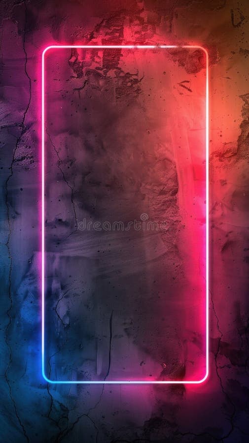 A Neon Sign with a Red and Blue Frame Stock Image - Image of effect ...