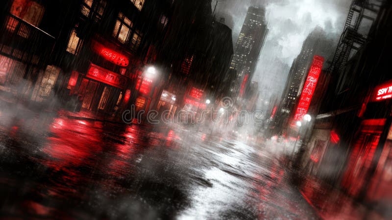 Neon Sign Red, Buildings Opposite Stock Photo - Image of poster ...