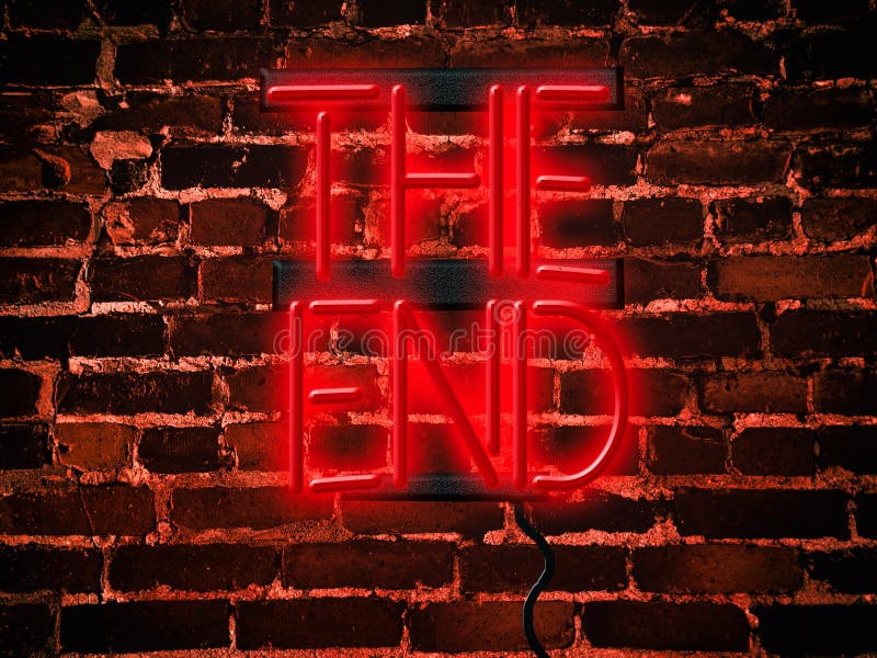 Neon Sign Red the End stock photo. Image of light, lights - 49195260