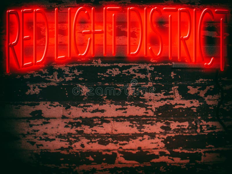 Neon Sign Red Light District Stock Illustration - Illustration of dance ...