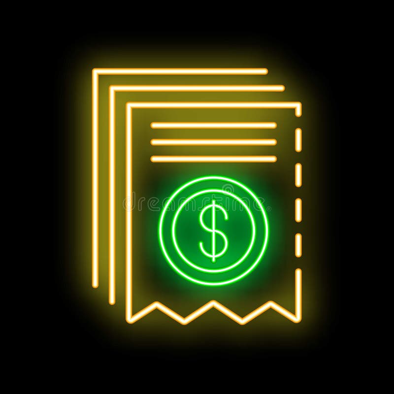 Neon Sign Representing a Stack of Invoices with a Dollar Sign, Payment ...