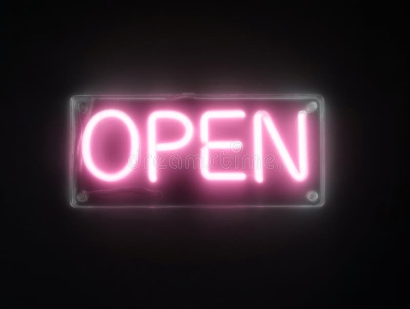 A Neon Sign that Says OPEN on a Black Background Stock Image - Image of ...