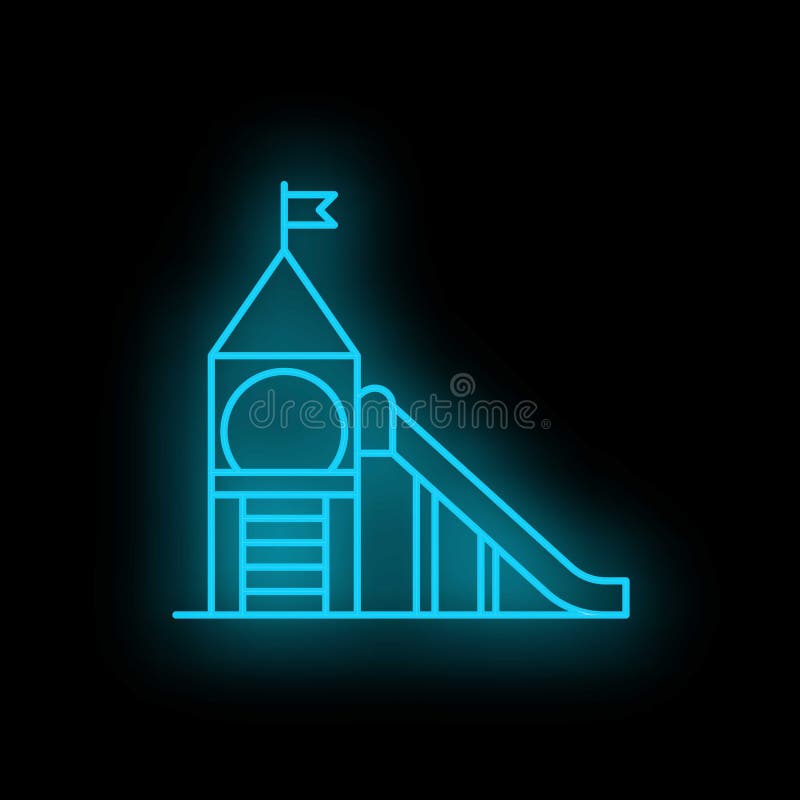 Neon Sign Showing Children Playground Structure with Slide and Tower ...