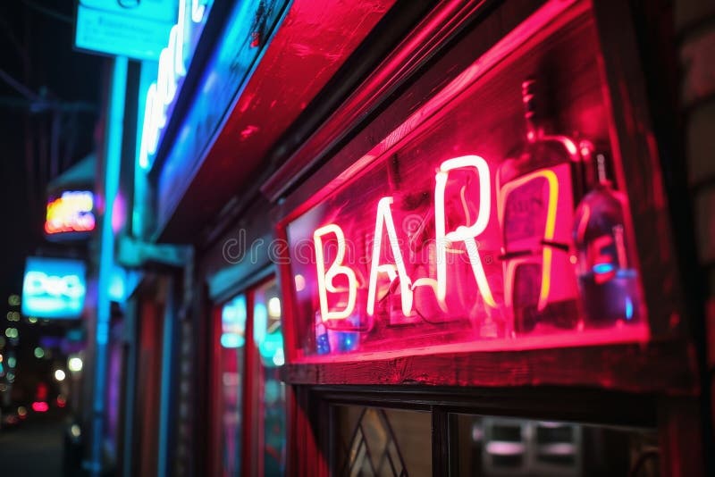 A Neon Sign Showing the Word Bar Stock Illustration - Illustration of ...