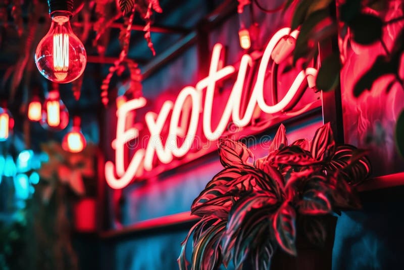 A Neon Sign Showing the Word Exotic Stock Illustration - Illustration ...