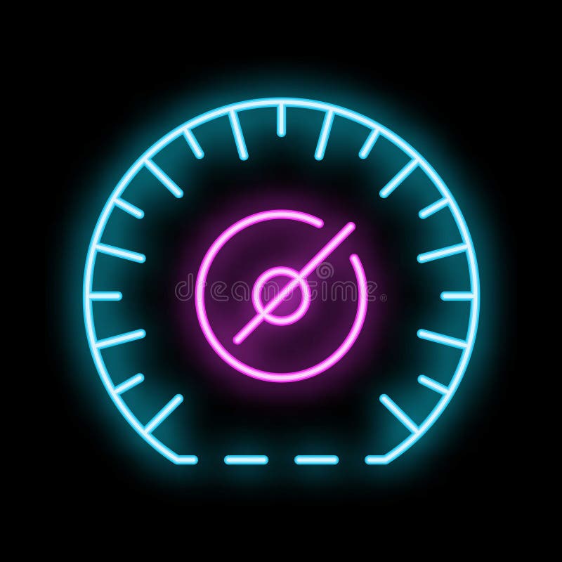 Neon Sign Representing Speedometer Showing Progress and Performance ...