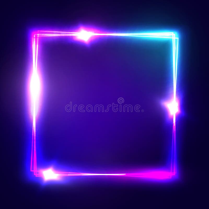 Neon Sign. Square Frame with Glowing and Light Stock Vector ...