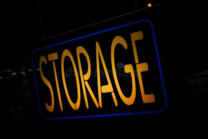 Neon Sign Storage stock photo. Image of design, font - 43013268