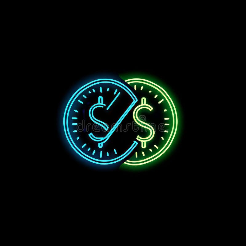 A Neon Sign that Symbolizes Time and Money, Connected by a Winding Path ...