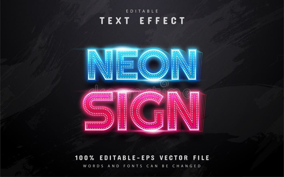 Neon sign text effect stock vector. Illustration of blue - 256120413
