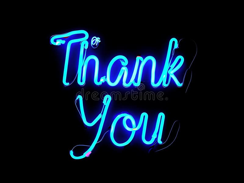 Neon Sign Thank You in Blue Stock Image - Image of decorative, glowing ...