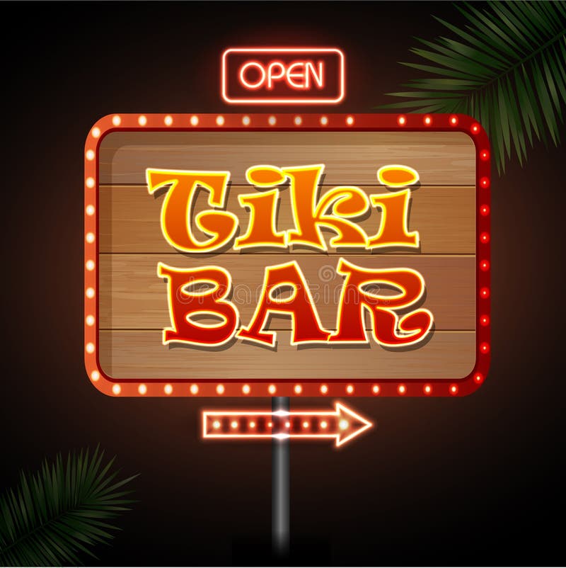 Neon sign. Tiki bar stock vector. Illustration of decoration - 52153494
