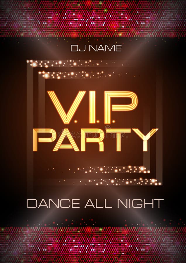 Neon Sign. VIP Party. Disco Poster Stock Vector - Illustration of ...