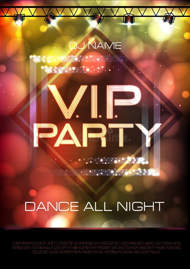 Neon Sign. VIP Party. Disco Poster Stock Vector - Illustration of night ...